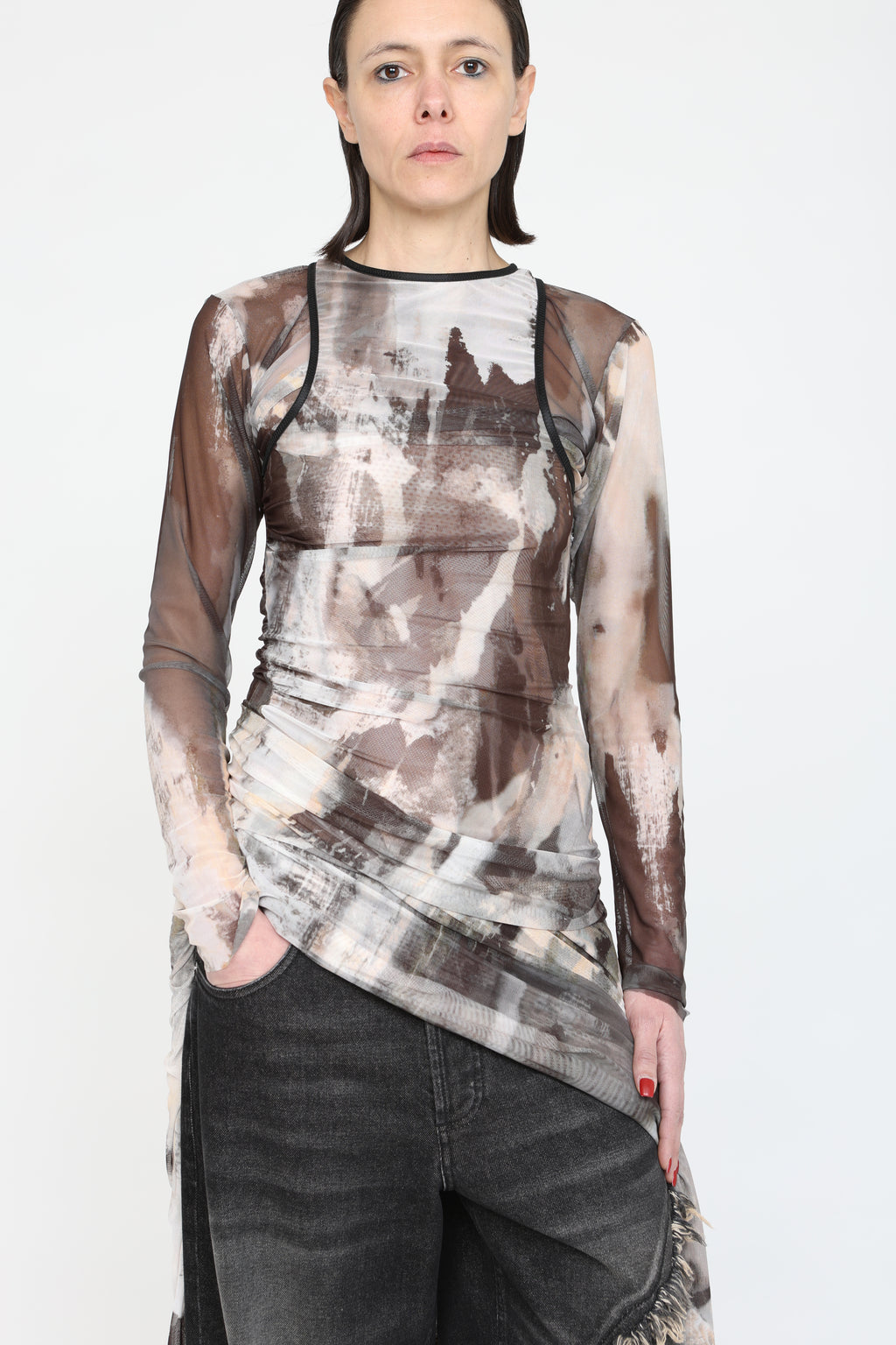 Sheer Layered Dress-Black – Federico Cina